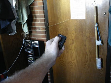 Remote control unlocking door.